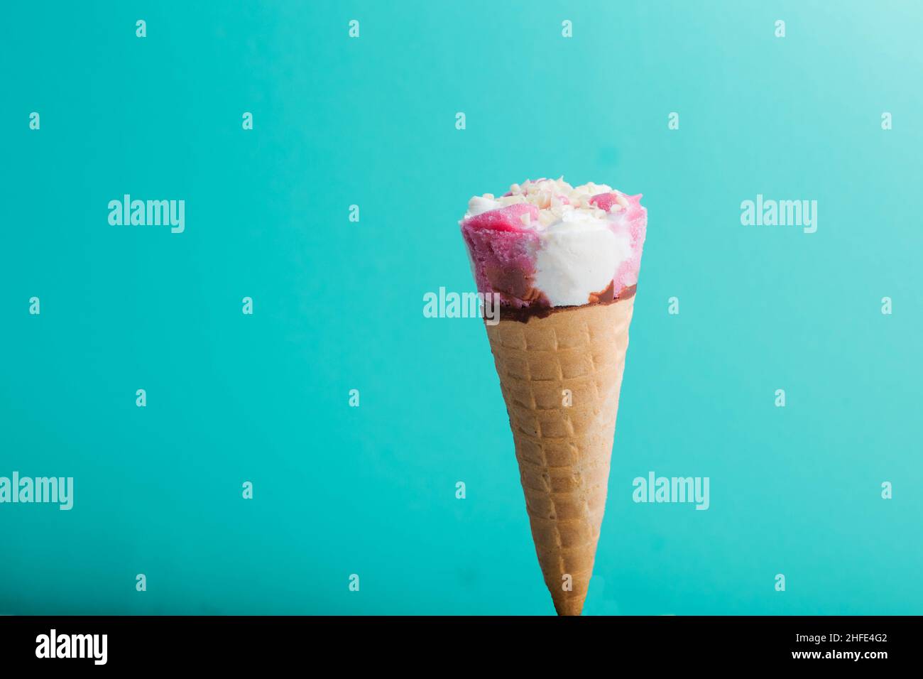 flavors of ice cream scoops stack on a cone Stock Photo - Alamy