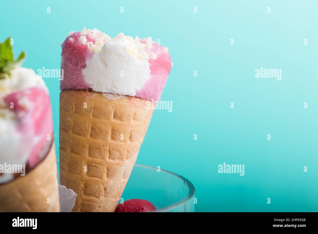 flavors of ice cream scoops stack on a cone Stock Photo - Alamy