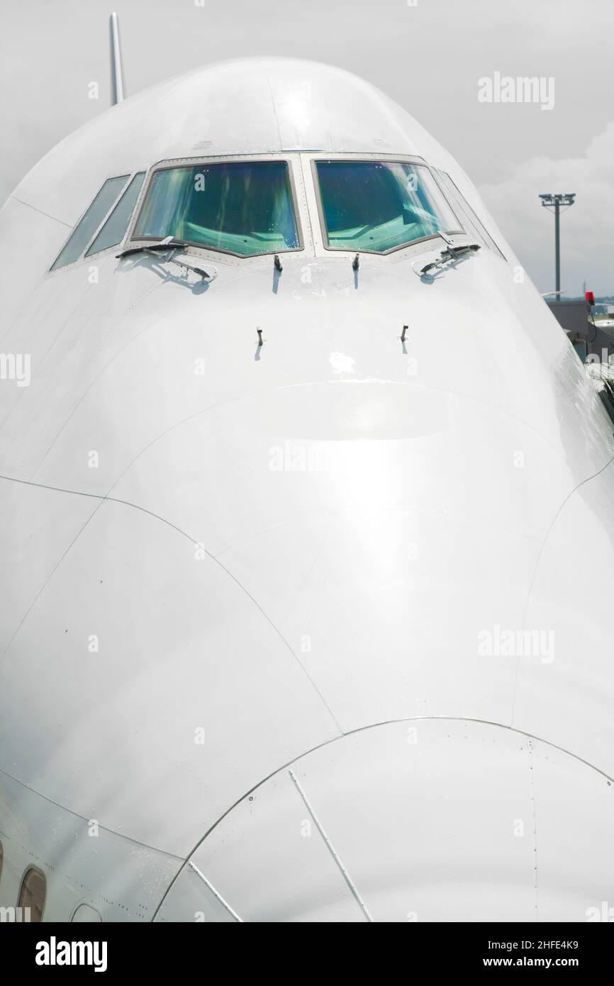detail of aircraft nose with cockpit window Stock Photo - Alamy