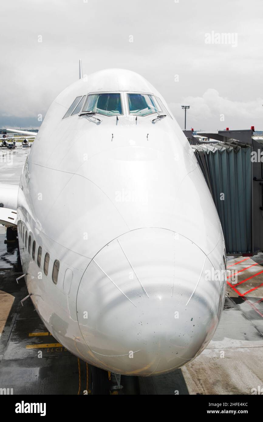 detail of aircraft nose with cockpit window Stock Photo - Alamy