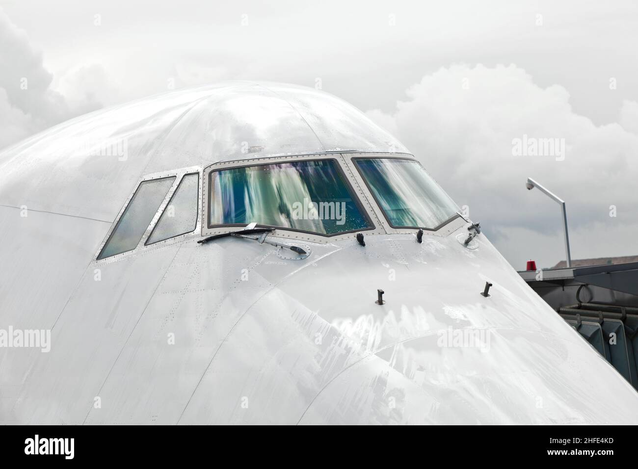 detail of aircraft nose with cockpit window Stock Photo - Alamy