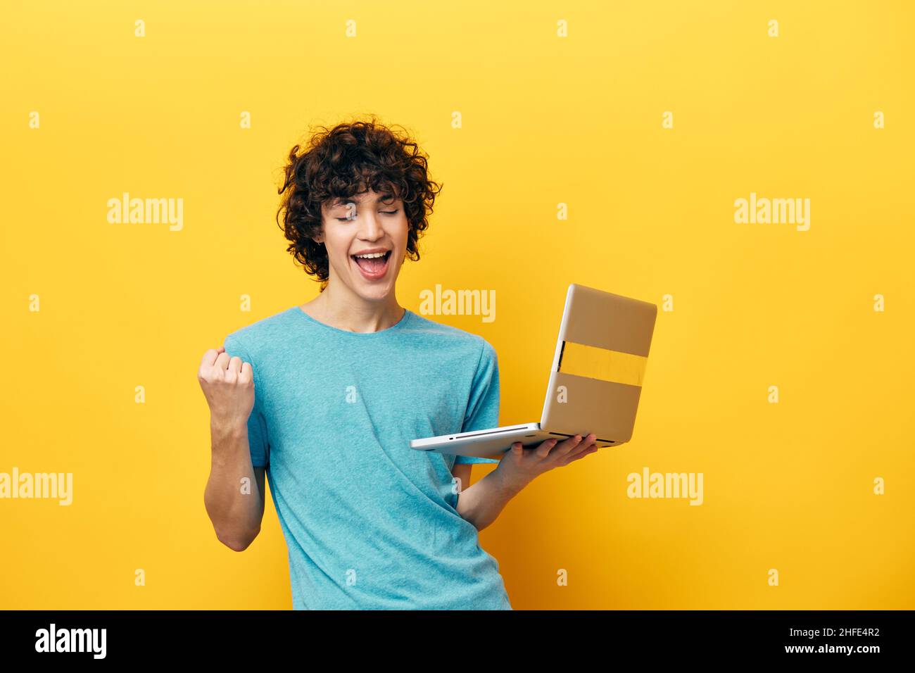 Student in blue shirts hi-res stock photography and images - Alamy