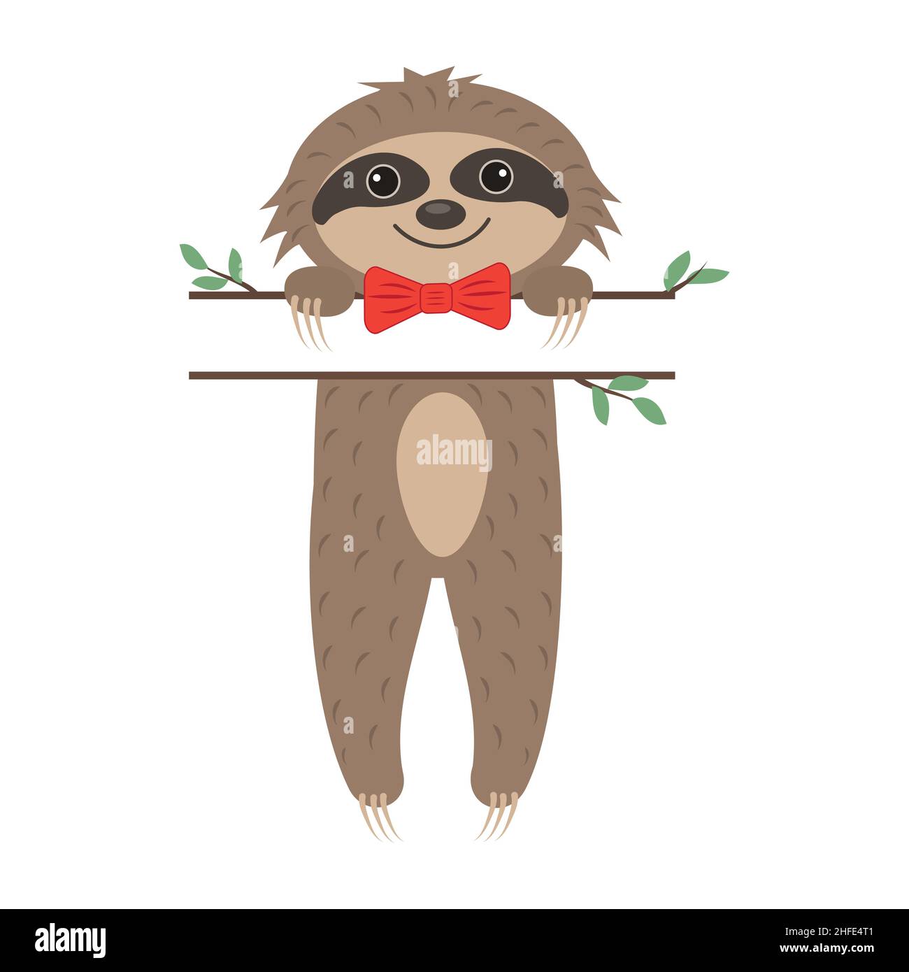 Cute Sloth boy character with Text separator, color isolated cartoon ...