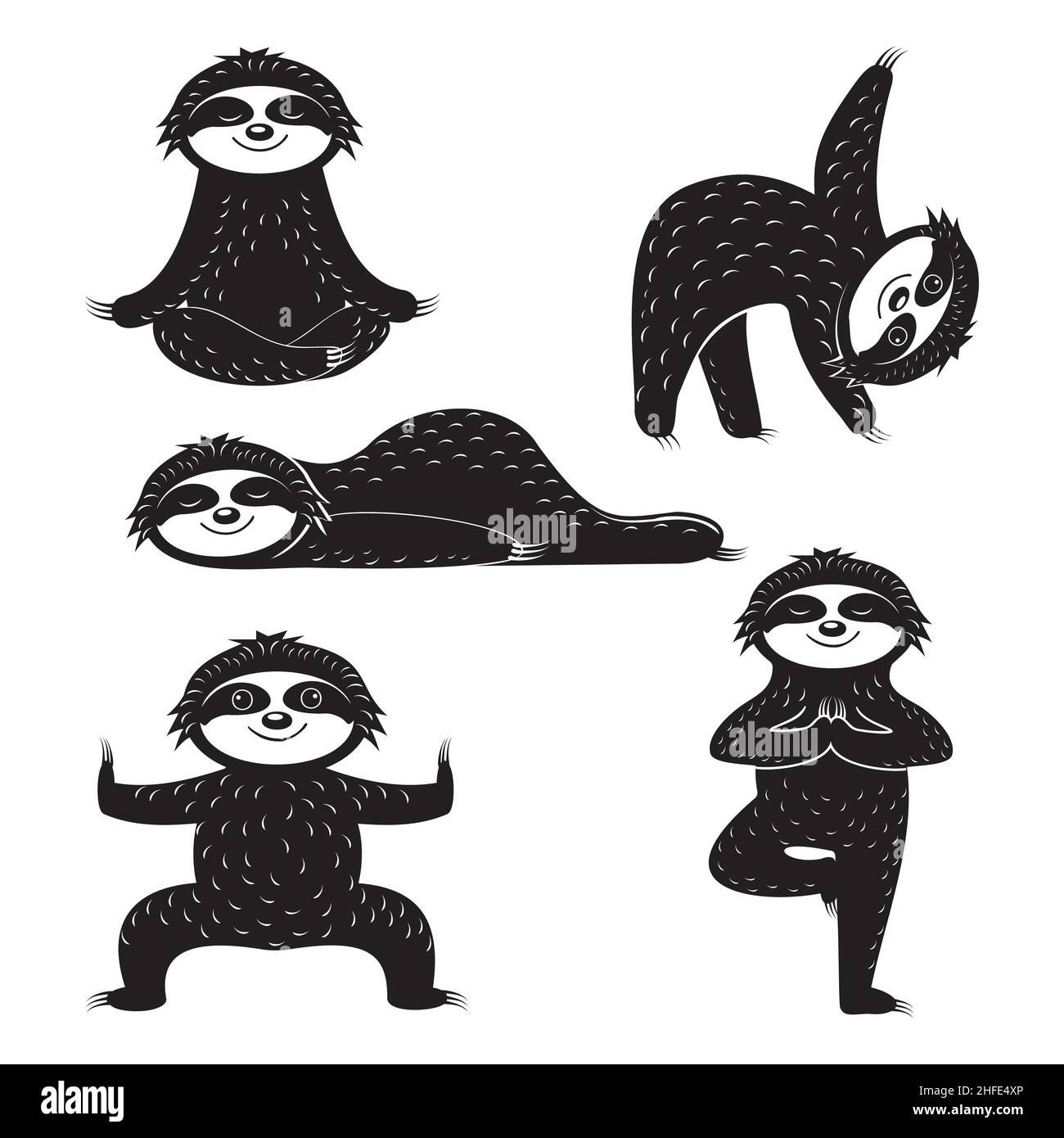 Sloth sports yoga, black stencil print design, print sticker design ...