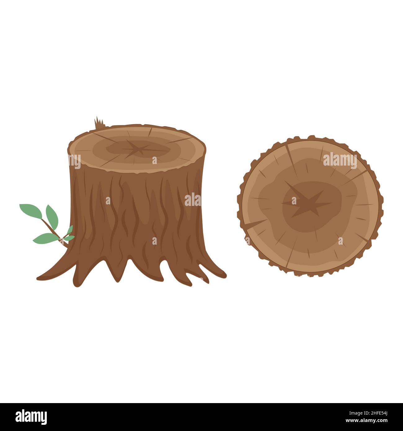 A tree in a cut, color isolated vector illustration in the cartoon ...