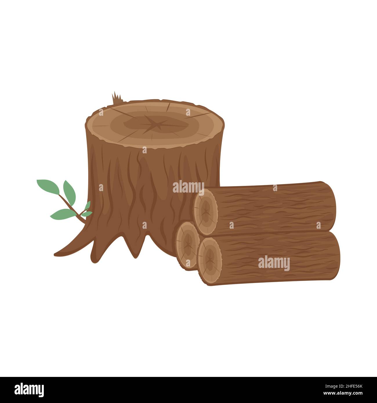 A tree in a cut, color isolated vector illustration in the cartoon ...