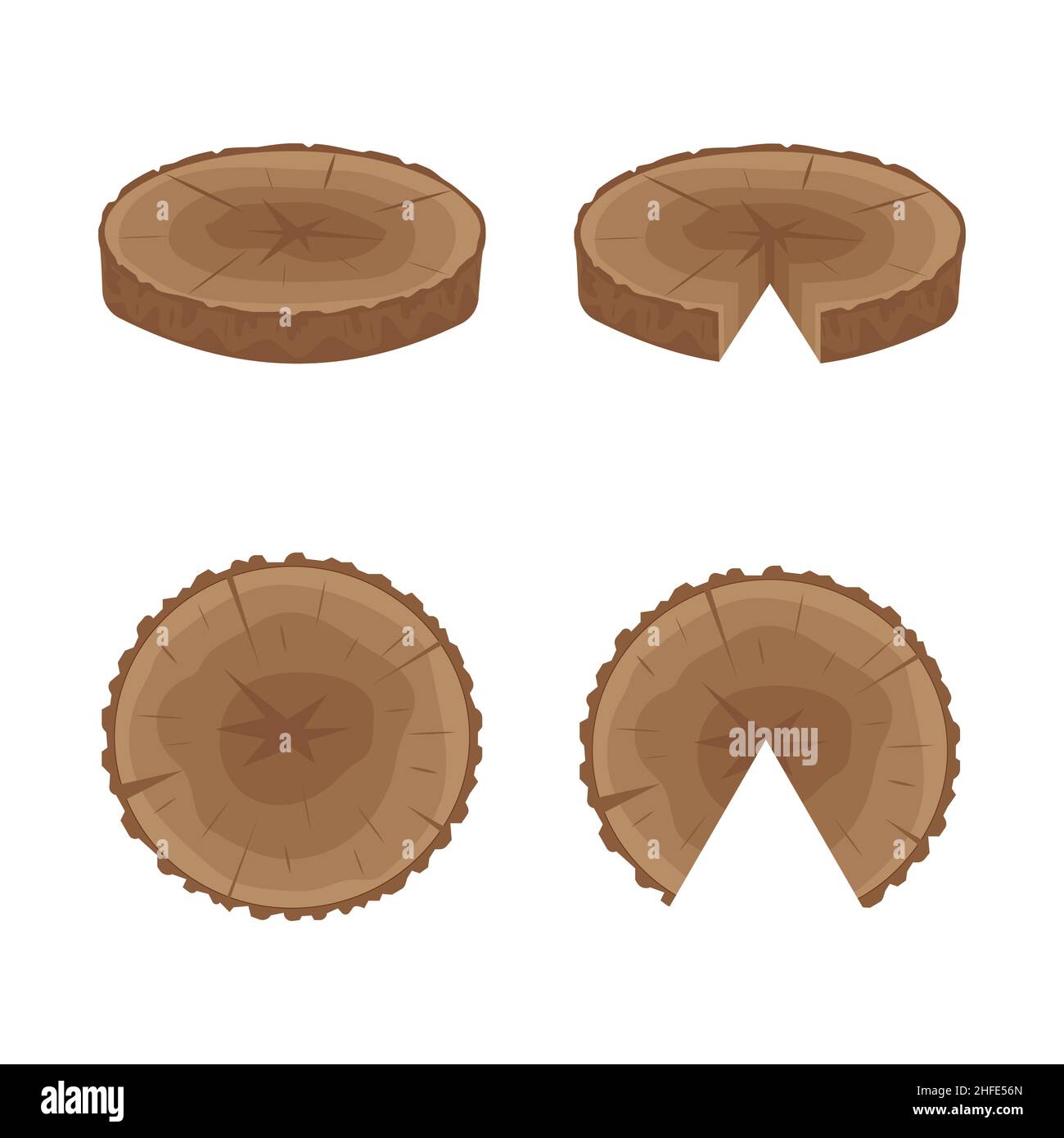 A tree in a cut, color isolated vector illustration in the cartoon ...
