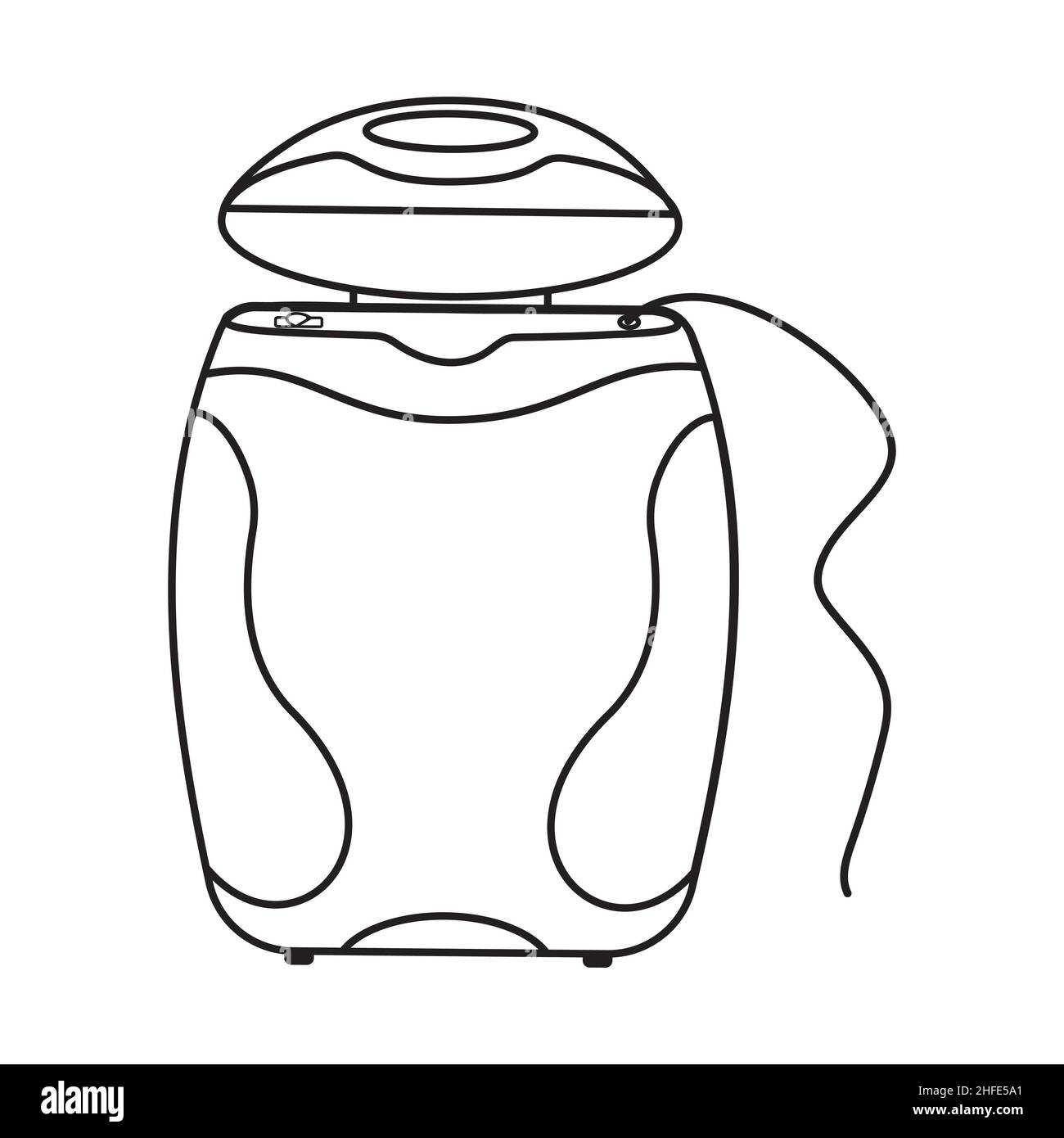 Dental floss, black outline, vector isolated illustration on a white ...