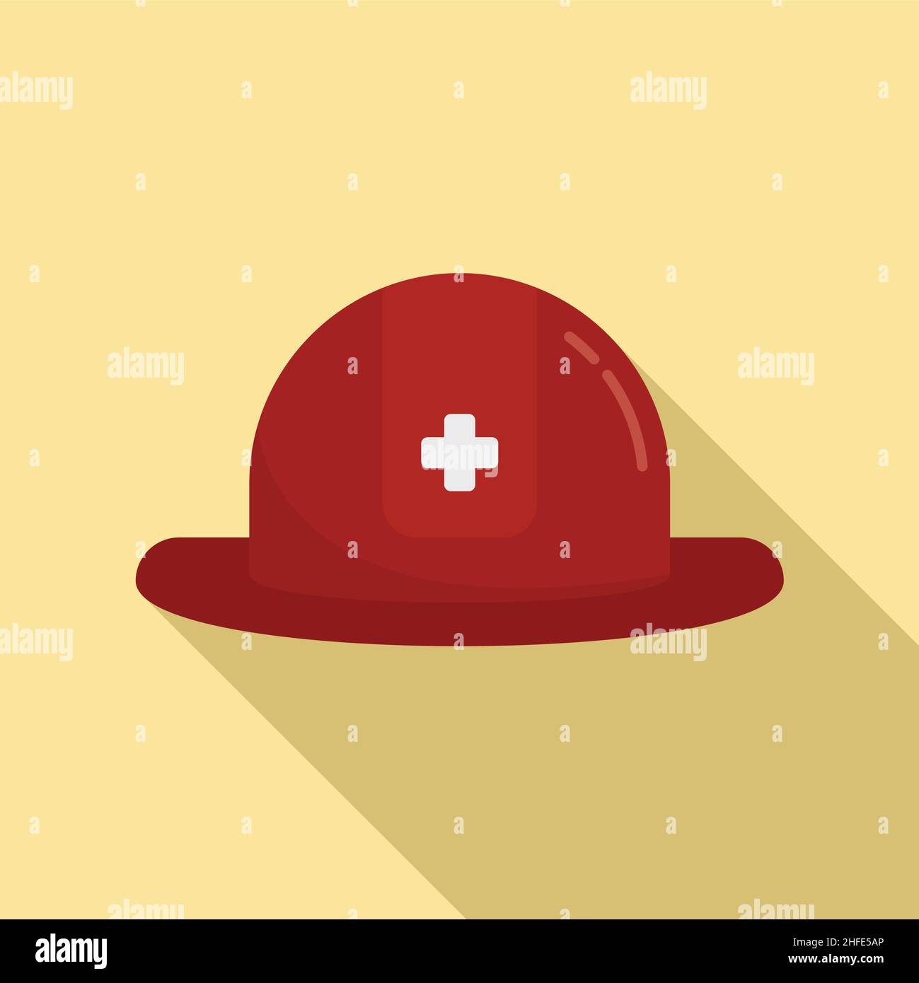 Rescuer helmet icon flat vector. Fireman hat. Rescue fighter Stock ...