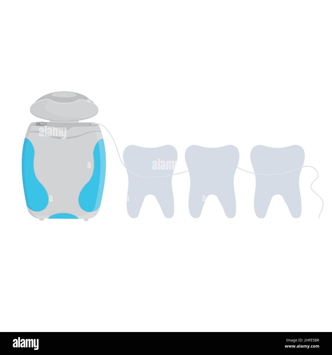 Dental floss and tooth, color vector isolated illustration on a white ...
