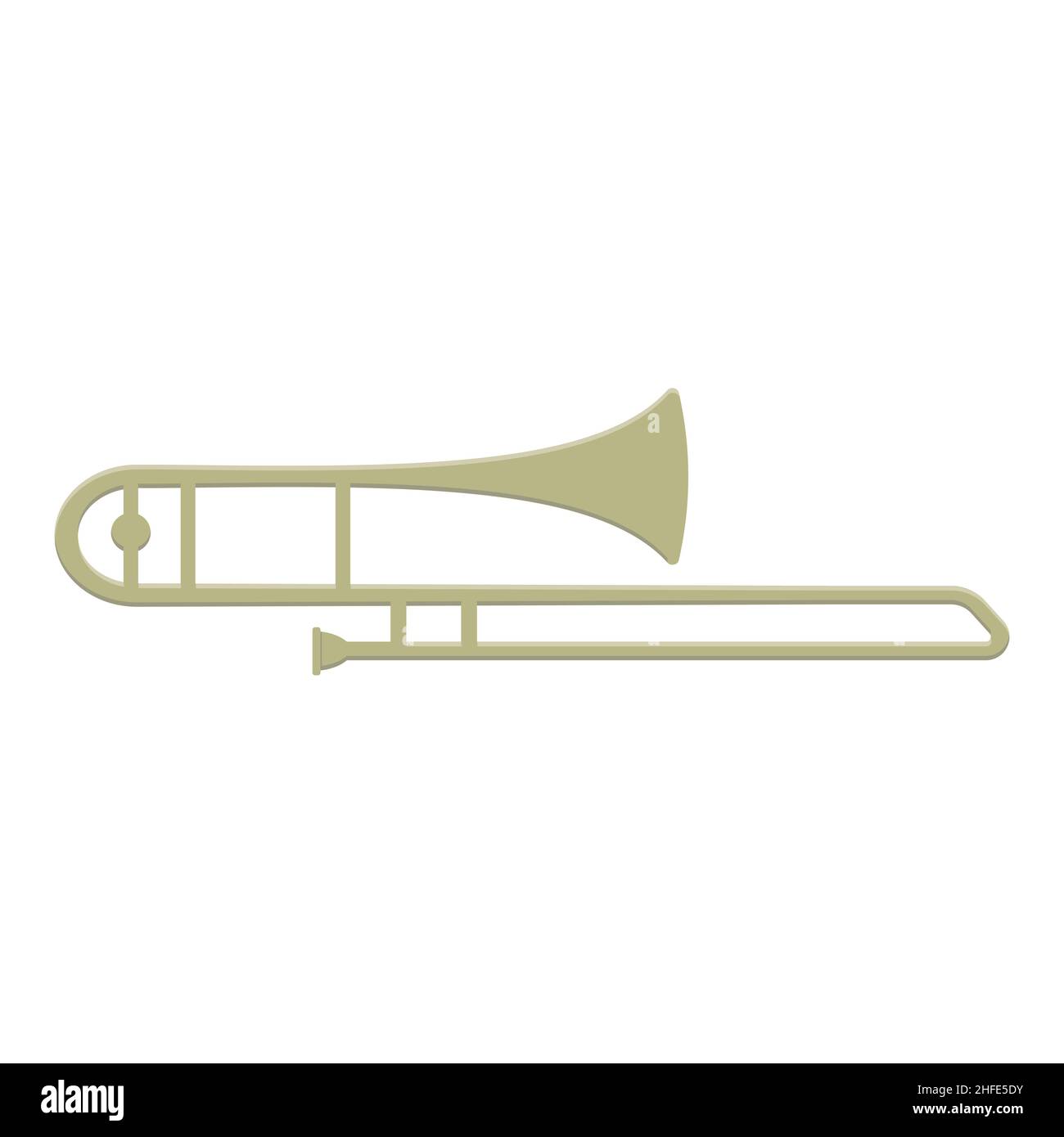 musical wind instruments trombone, color isolated vector illustration ...
