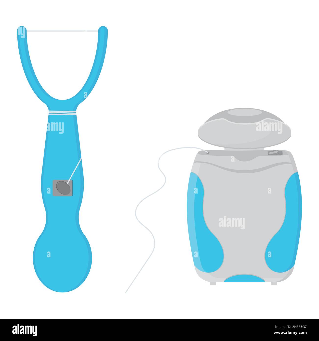Medical device for flossing teeth, color isolated vector illustration ...