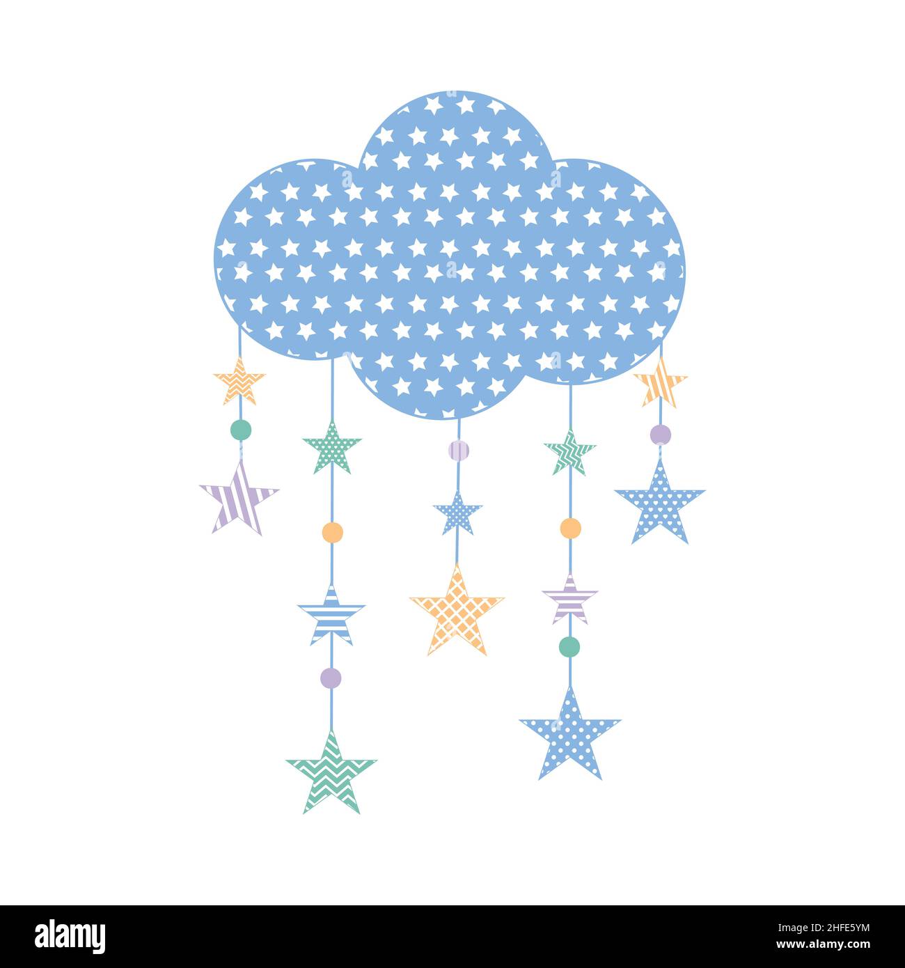 Abstract cloud with stars, isolated vector illustration Stock Vector ...