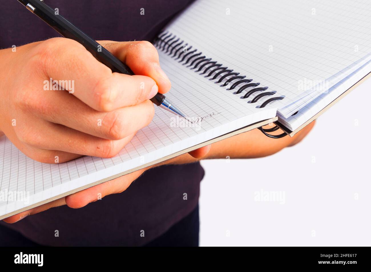 Black boy writing isolated hi-res stock photography and images - Alamy