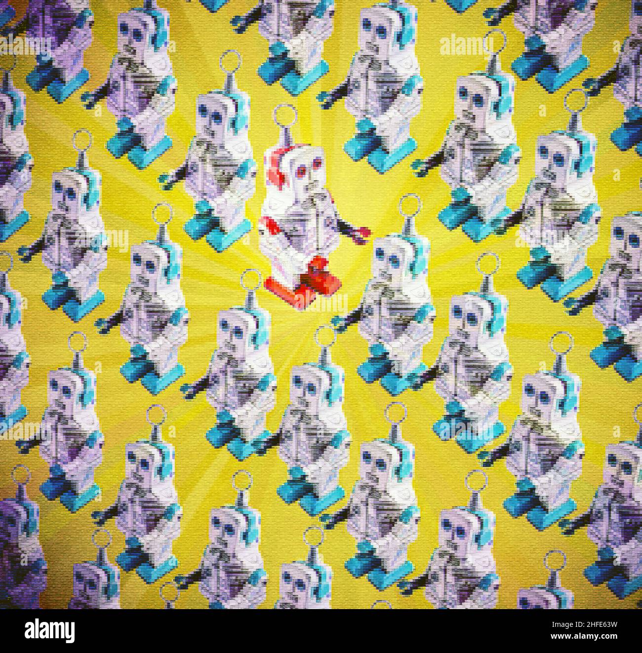 concept change direction with retro robot toys Stock Photo - Alamy