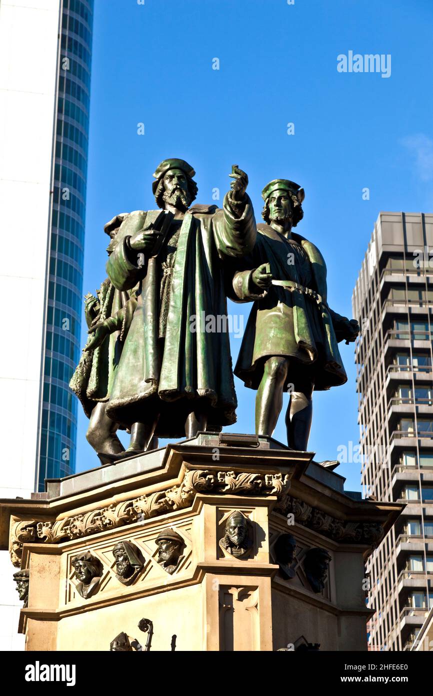 statue of Johannes Gutenberg, inventor of book printing, Frankfurt ...