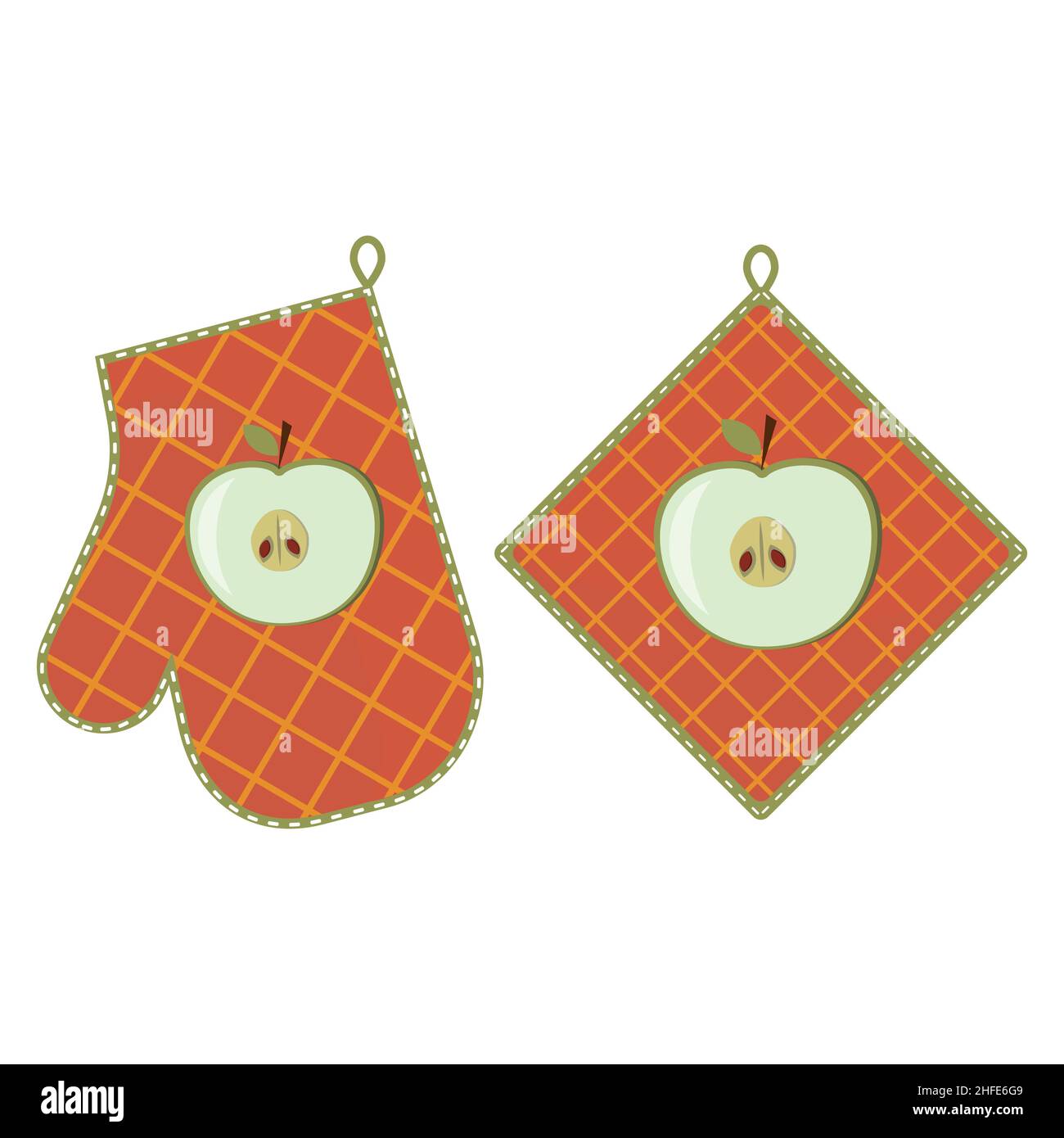 Oven mitt and oven mitt, color isolated vector illustration in the flat ...