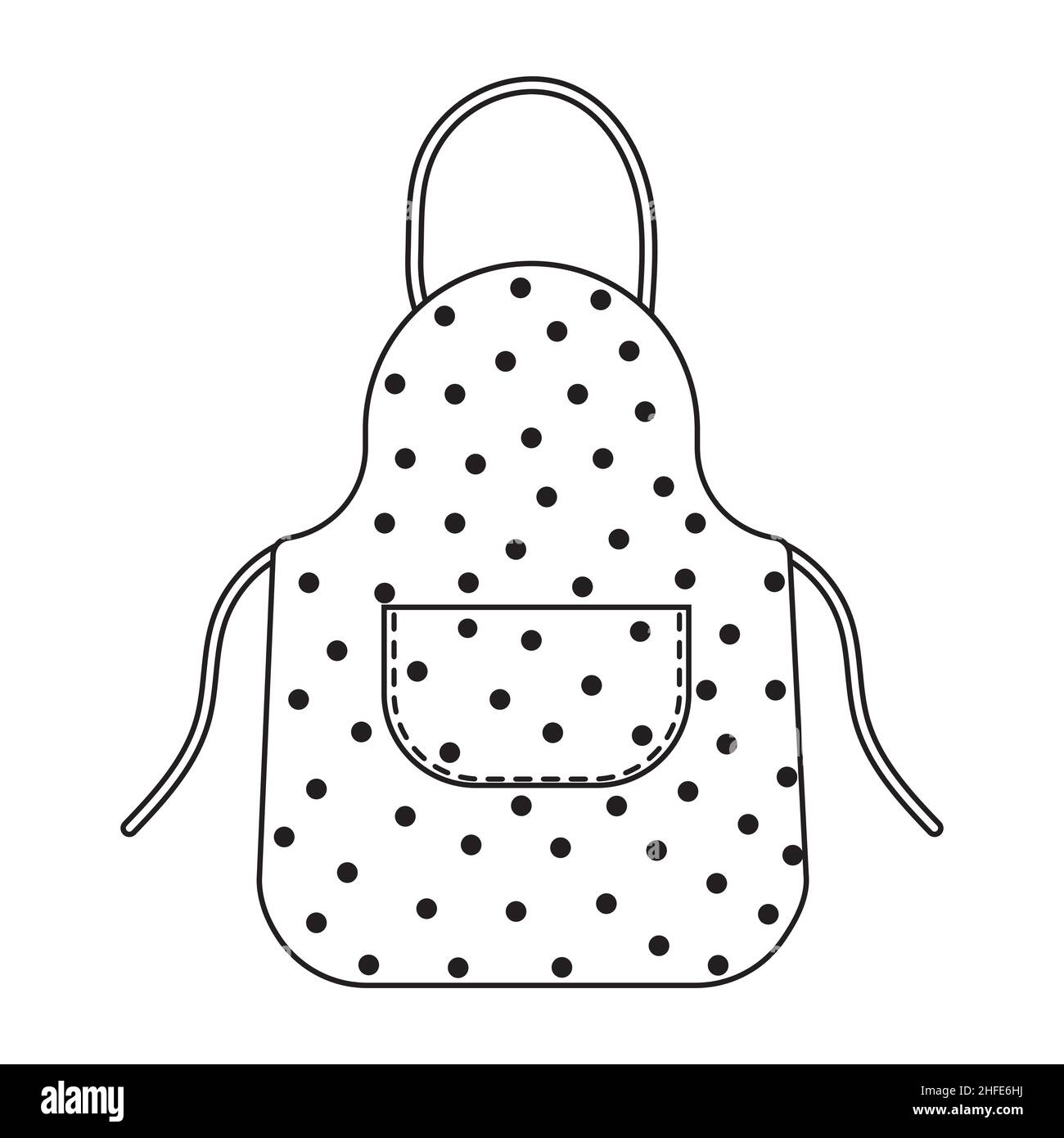 kitchen apron, black outline vector illustration, isolated on a white ...
