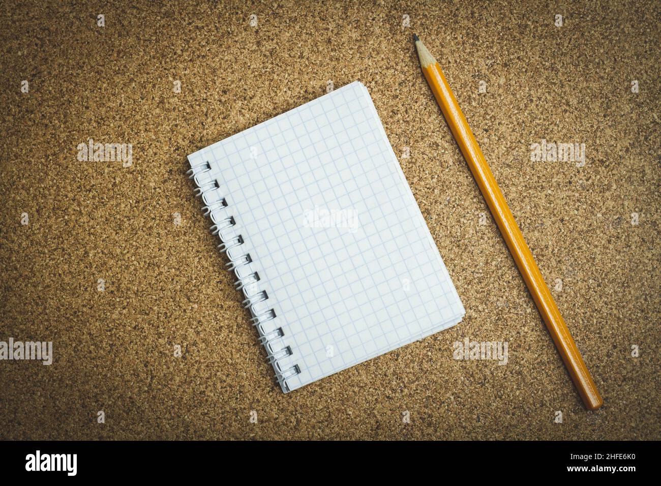 Notepad and pencil. Notes in a notebook. Template for records. Reminder ...