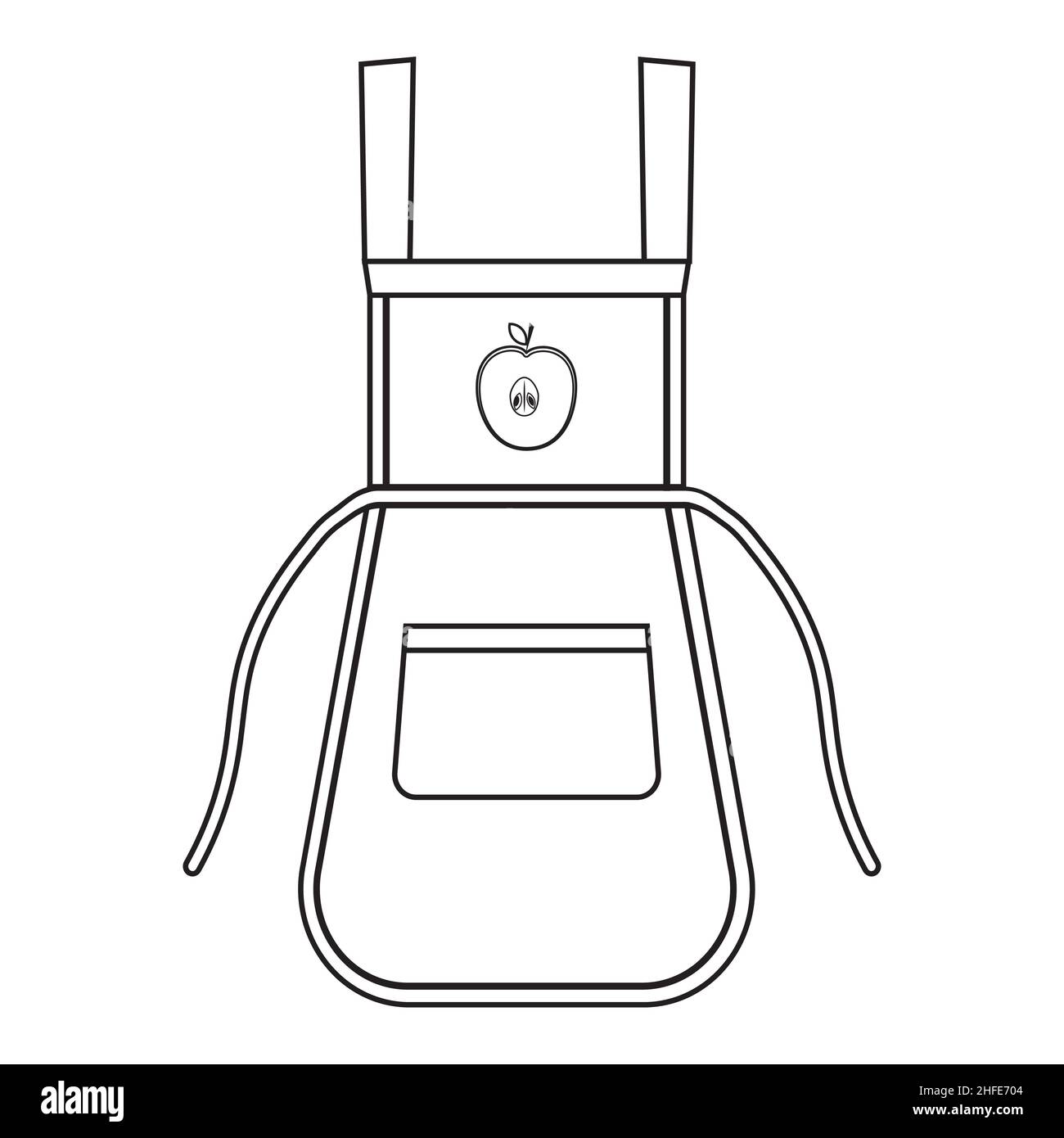 kitchen apron, black outline vector illustration, isolated on a white ...