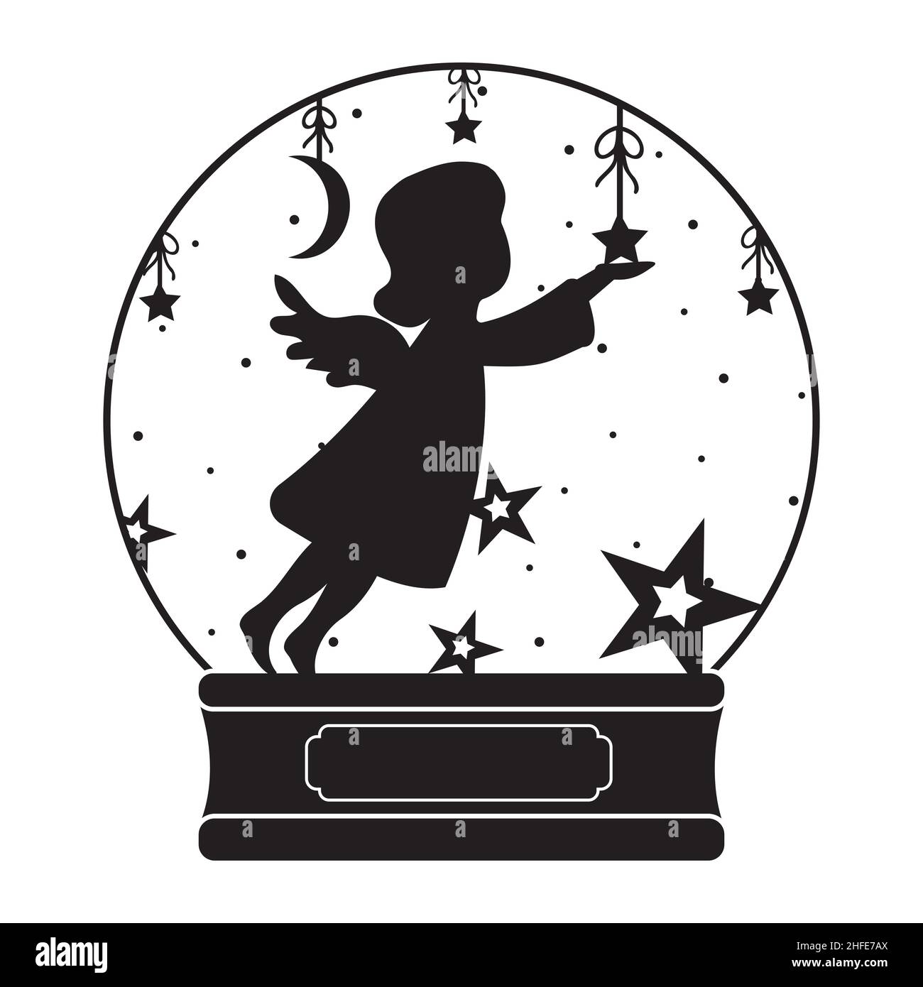 Decorative snow globe with an angel, vector isolated illustration Stock ...