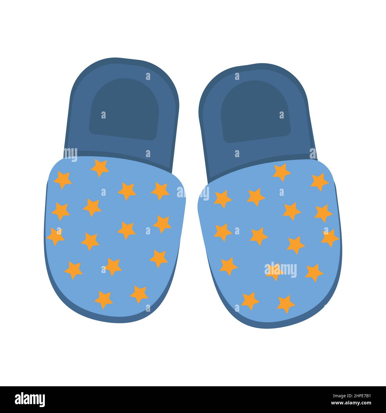 Blue slippers with stars, color isolated vector illustration in the ...