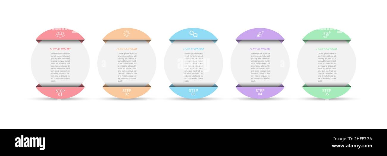 5 stages of development, improvement or training. Infographics with ...