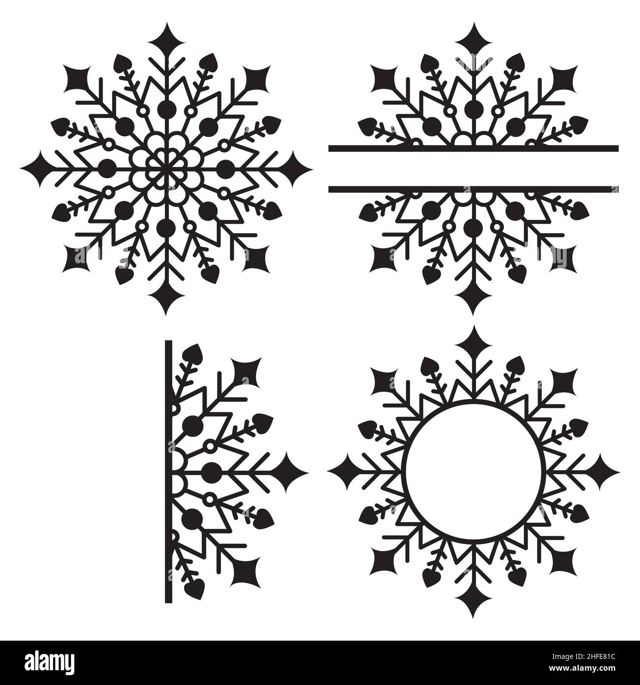 openwork snowflake mandala stencil for postcard decor, vector ...