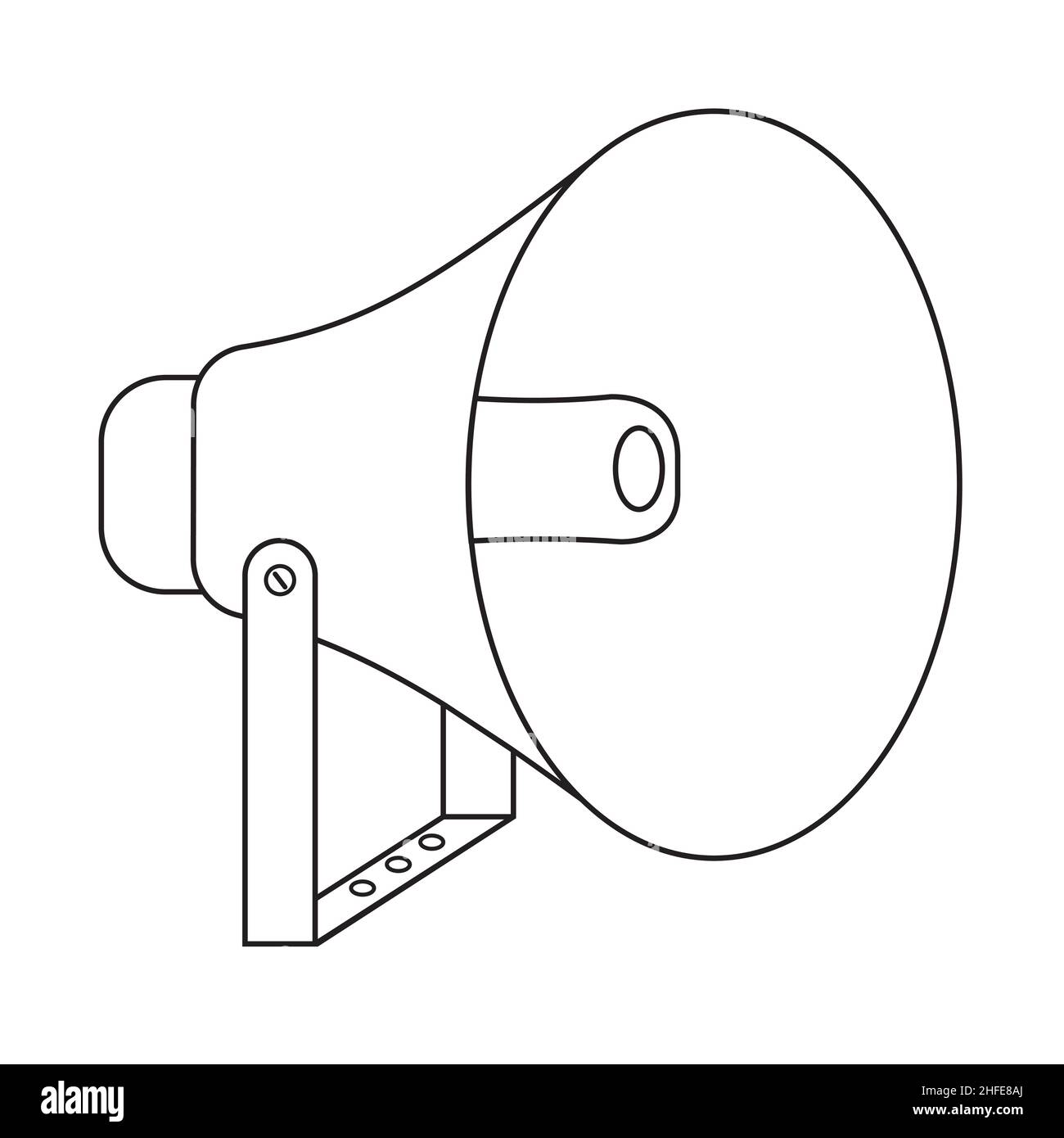 loudspeaker, black contour line, vector doodle illustration Stock ...