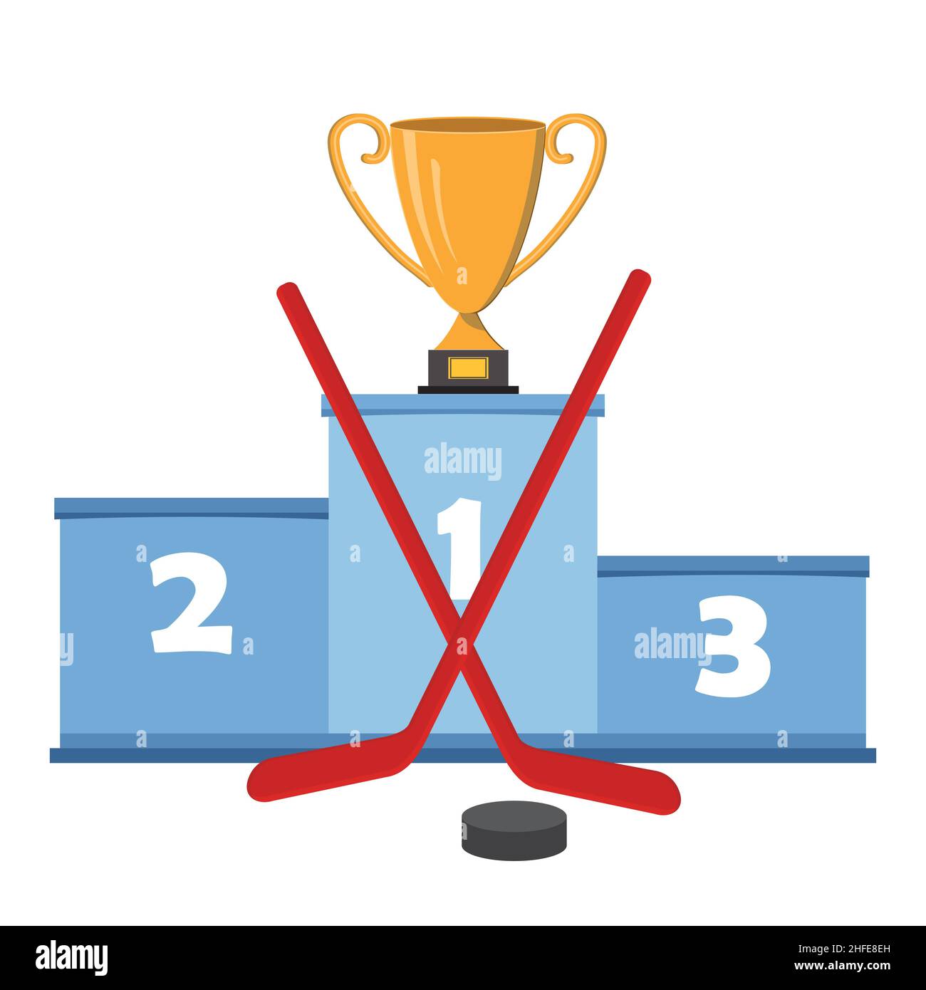 Pedestal with a stick and a puck, color vector illustration in the ...