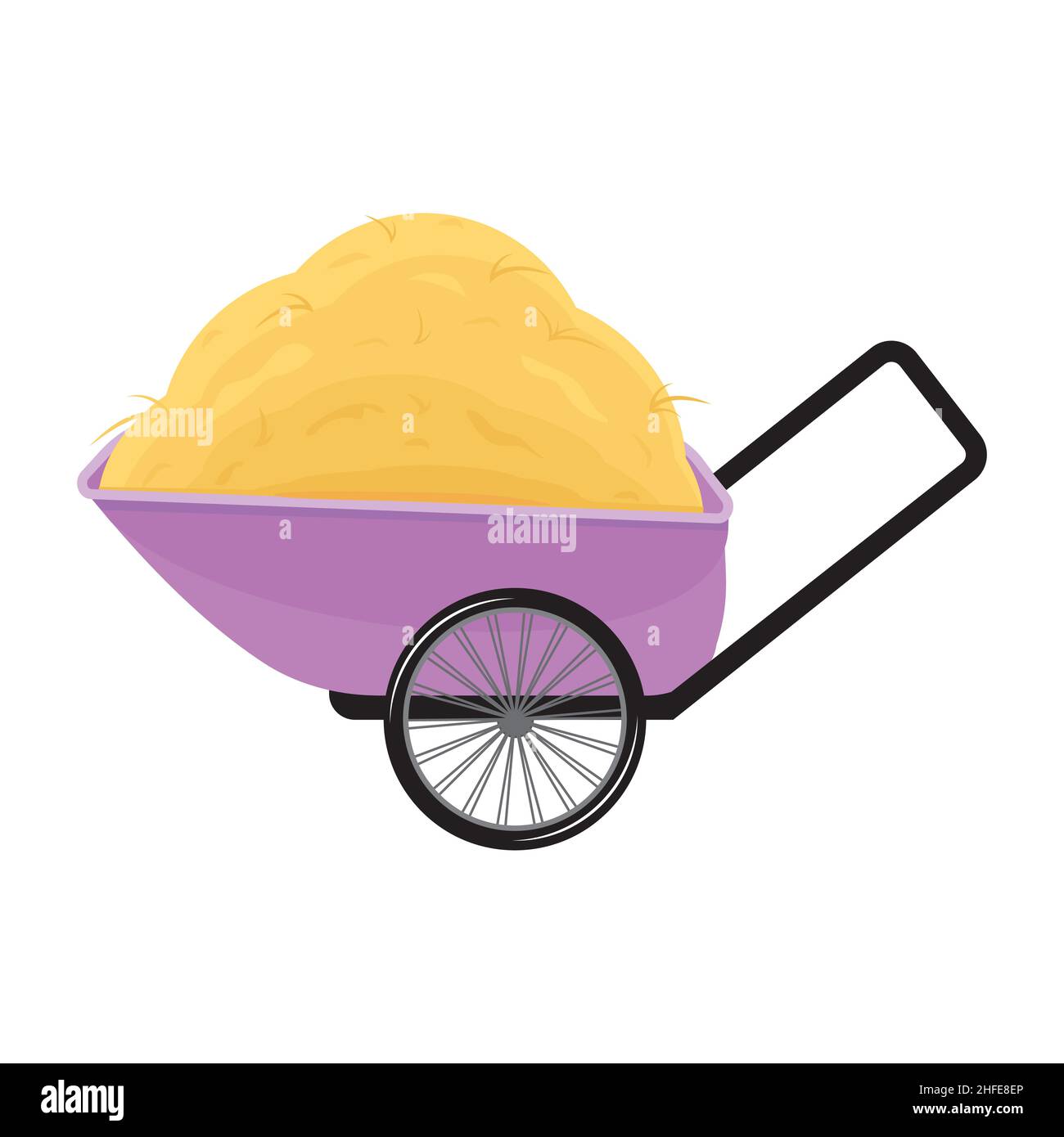 Wheelbarrow with hay, color vector isolated illustration Stock Vector ...