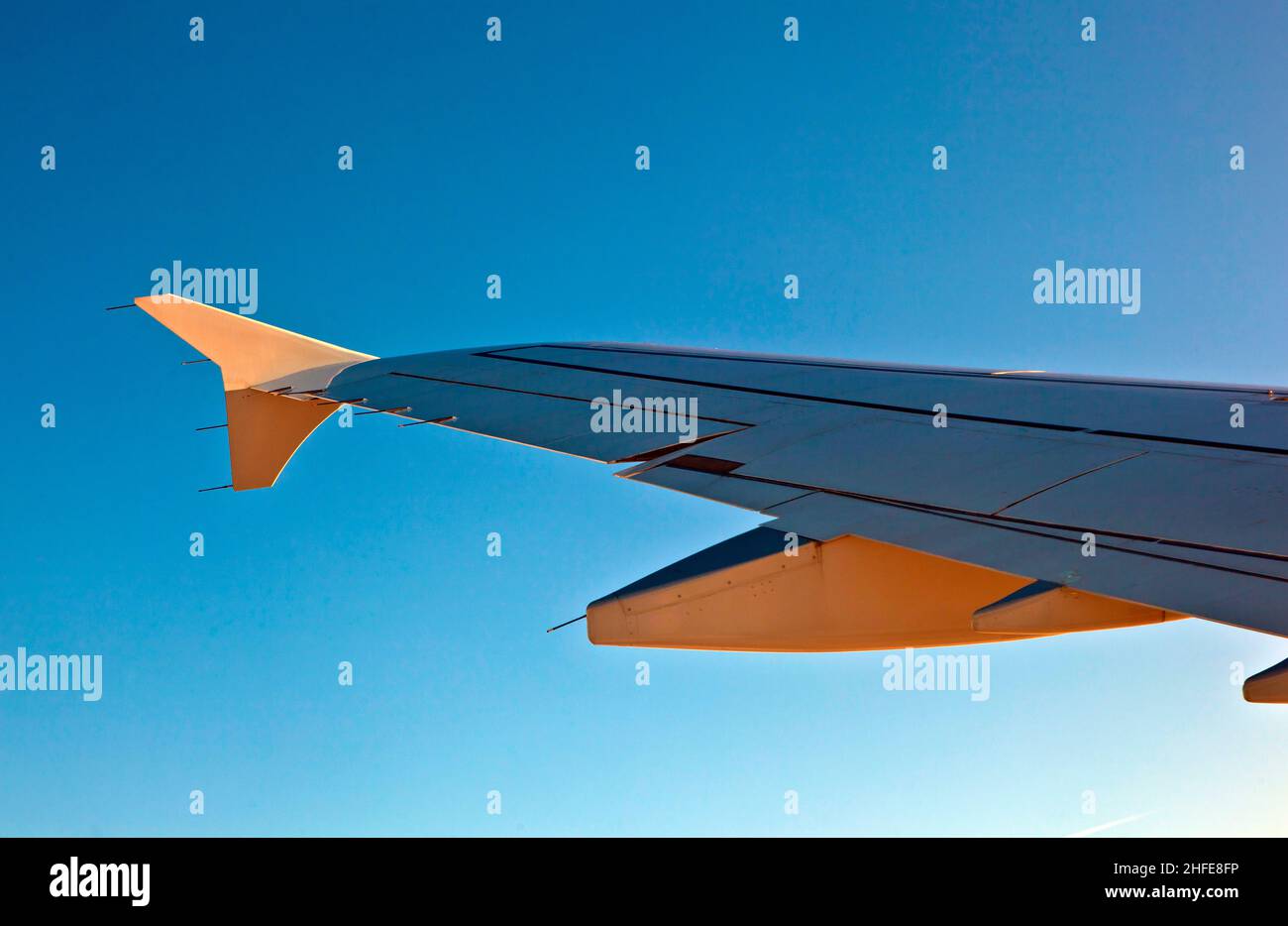 wing of aircraft in the sky Stock Photo - Alamy