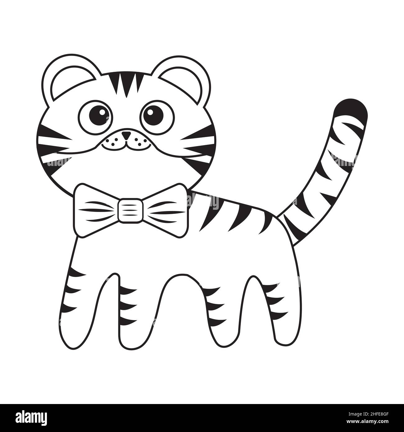 little tiger cub black outline, vector isolated illustration Stock ...