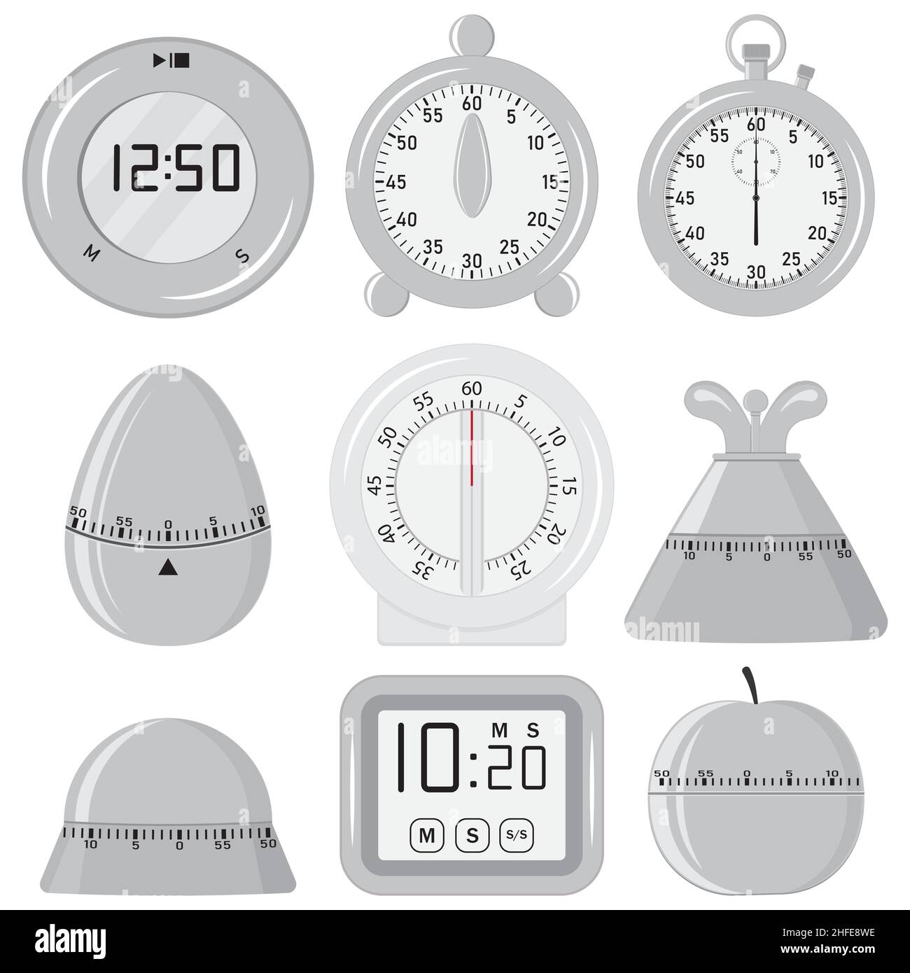 Set of kitchen timers isolated on a white background vector ...