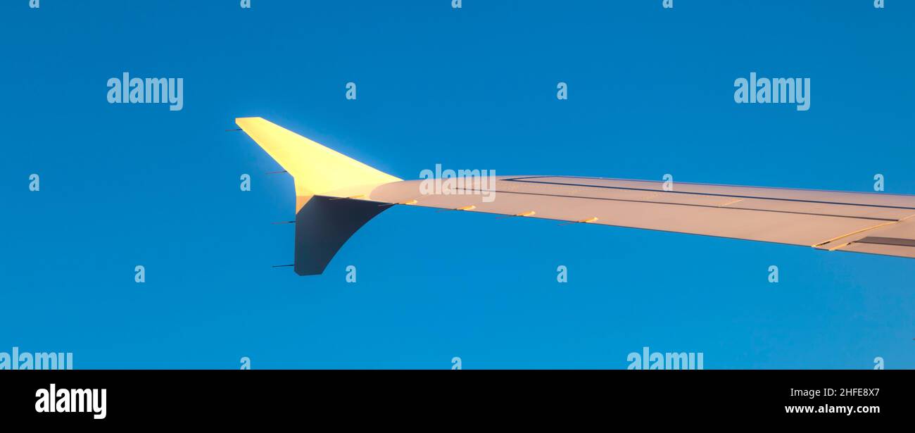 wing of aircraft in the sky Stock Photo - Alamy