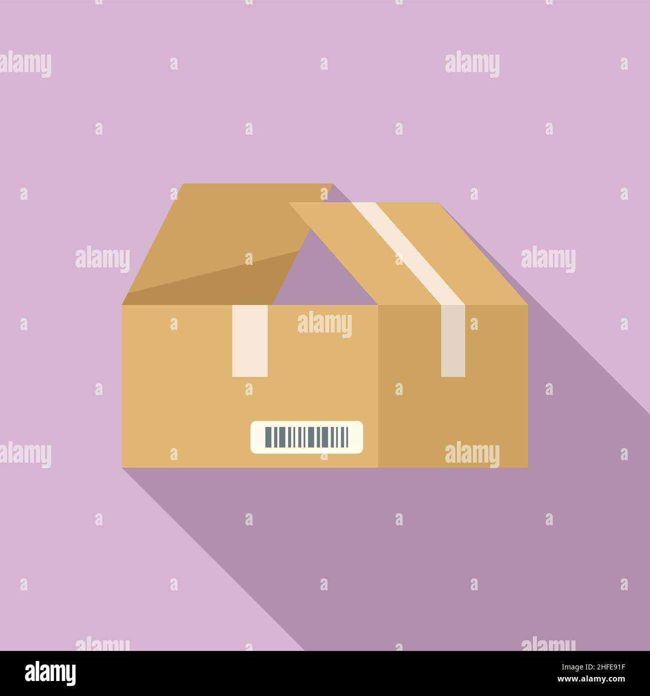 Box cardboard icon flat vector. Carton delivery. Open package Stock ...