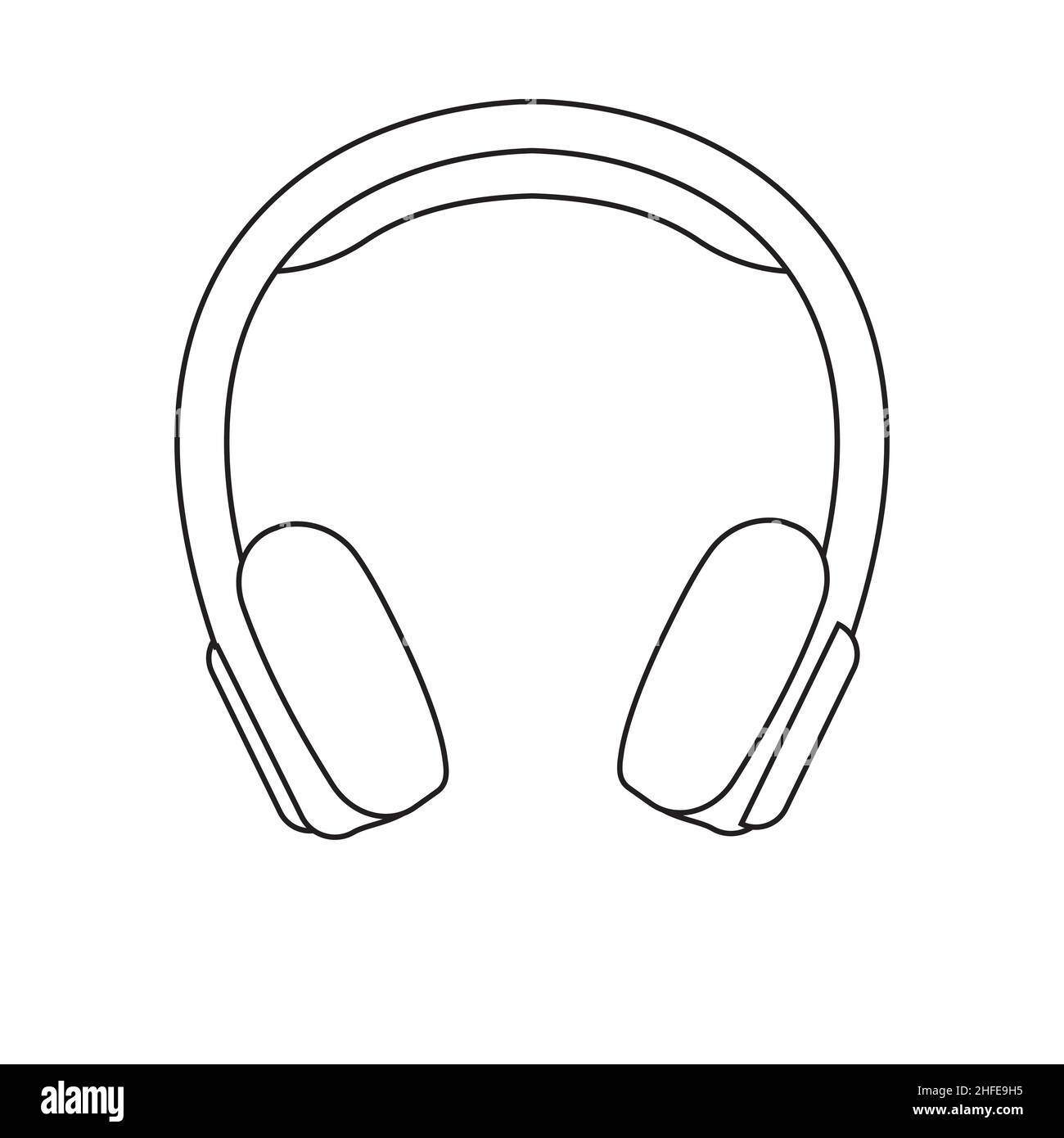 headphones icon black outline, isolated vector illustration on a white ...