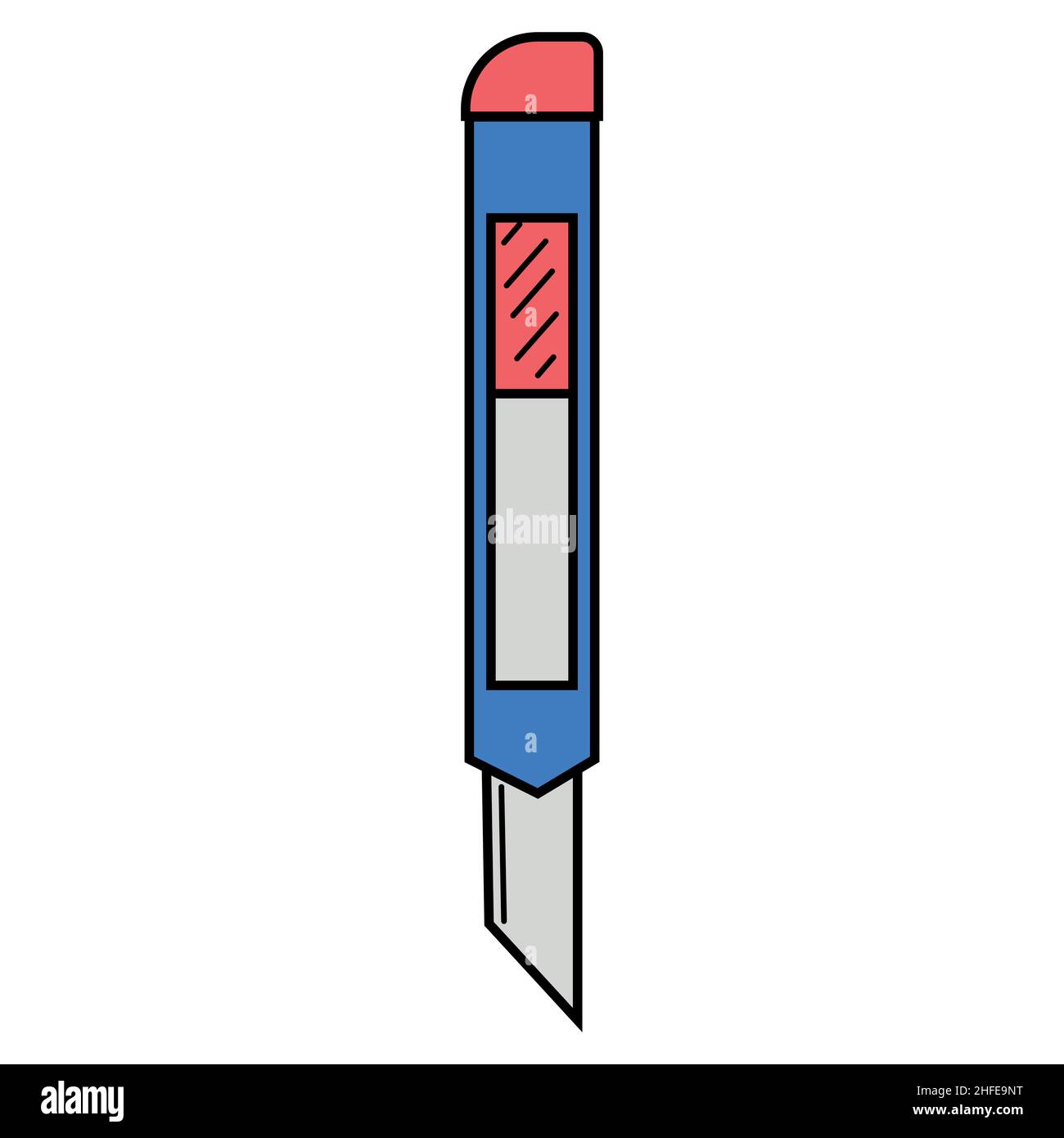stationery knife for paper office stationery, color isolated vector in ...