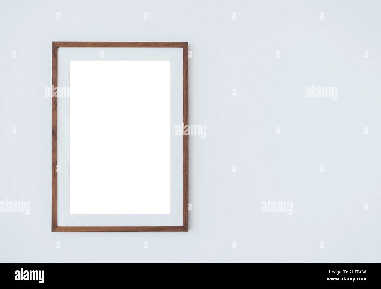 Mockup wooden square picture frame with mount, vertical style, isolated ...