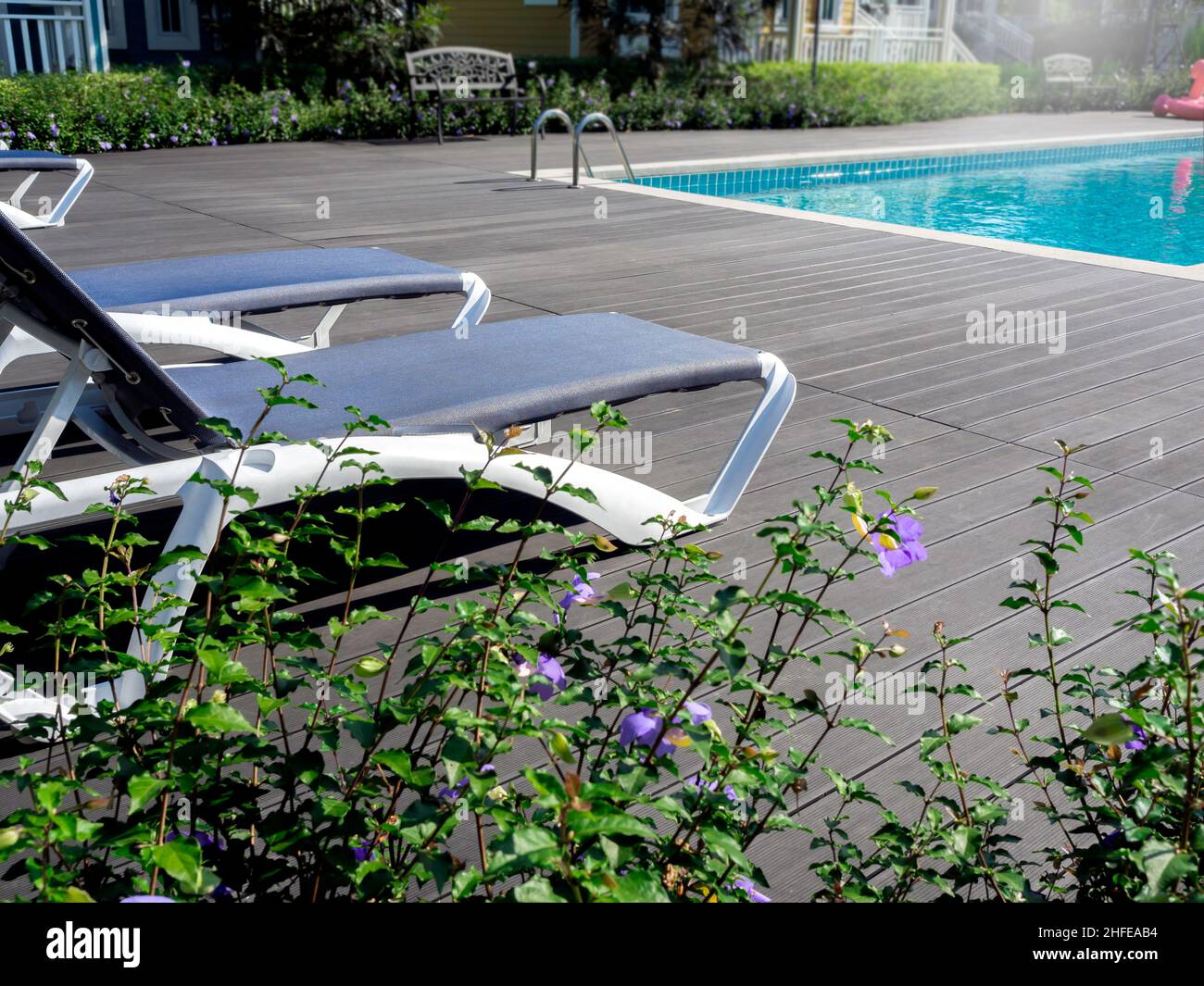 Two empty sunbeds hi-res stock photography and images - Alamy
