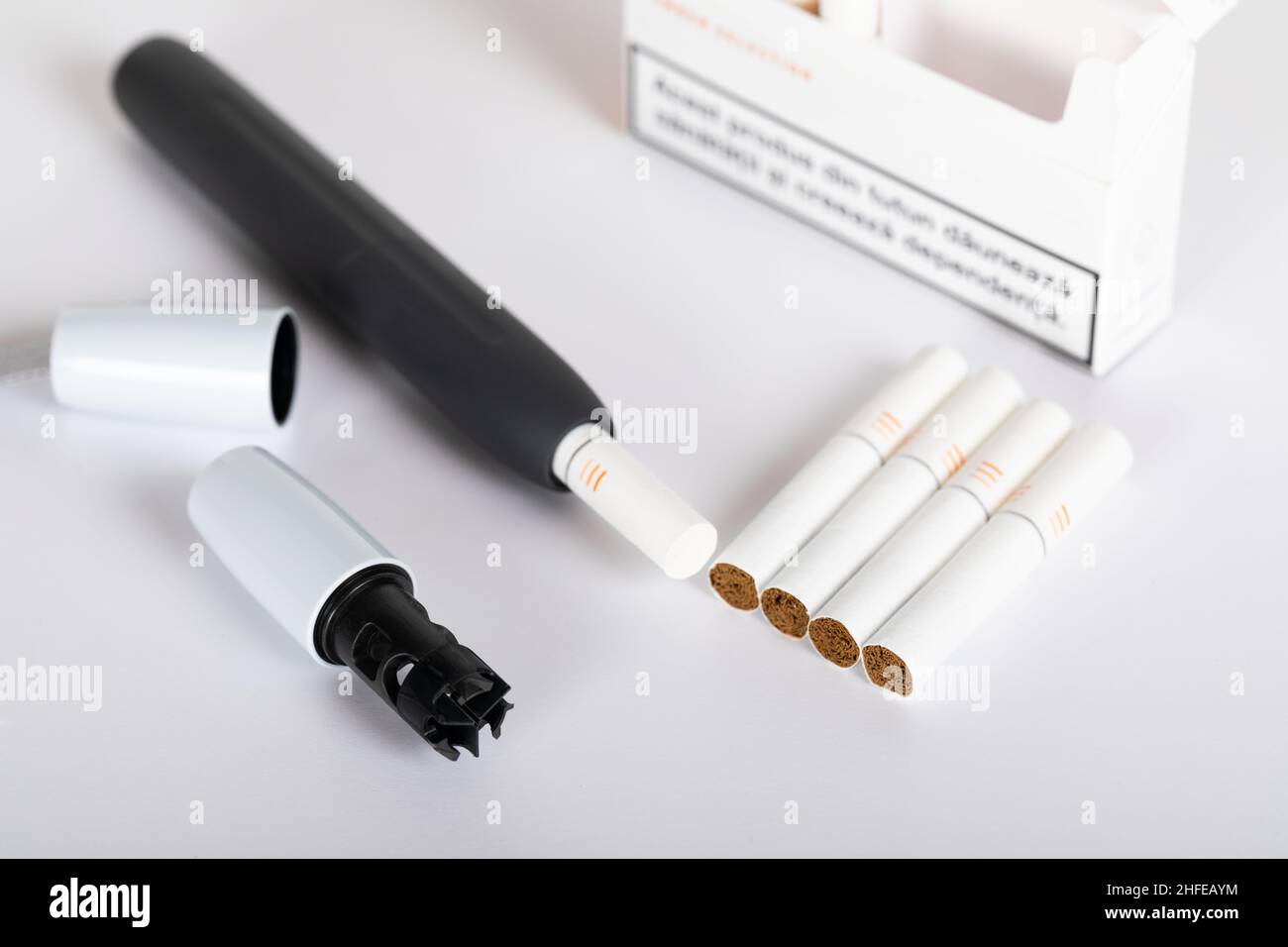 Picture of an electronic tobacco smoking system on white background ...