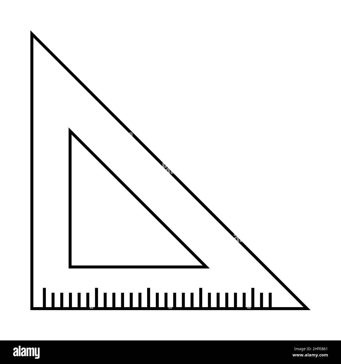 triangle-shaped ruler black outline, isolated vector in flat style ...
