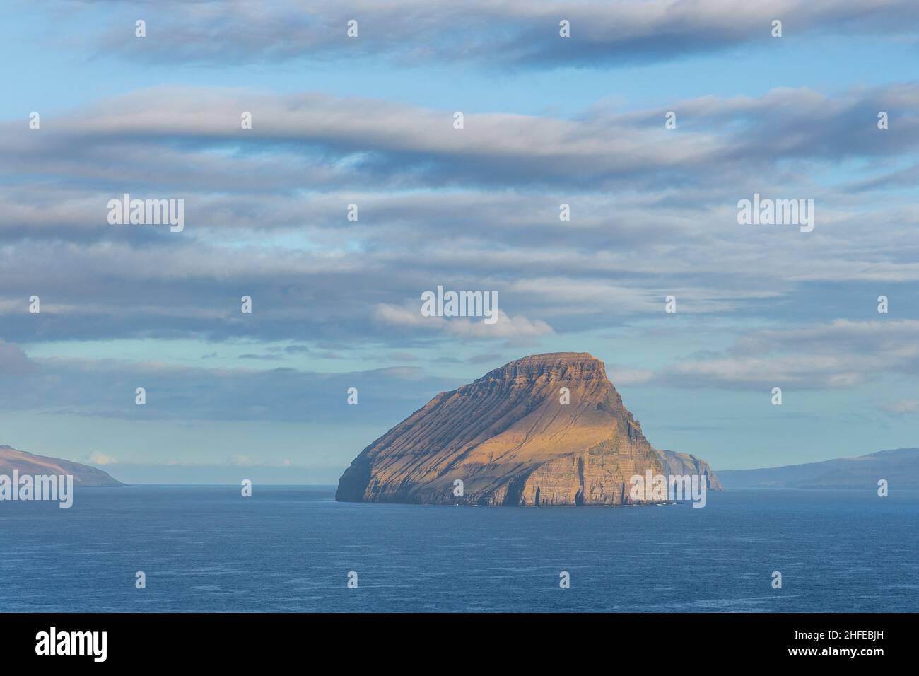 Sunset over the Faroe Islands, a volcanic archipelago in the Atlantic ...