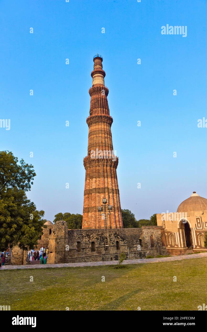 Qutb Minar, Delhi, the worlds tallest brick built minaret at 72m, built ...