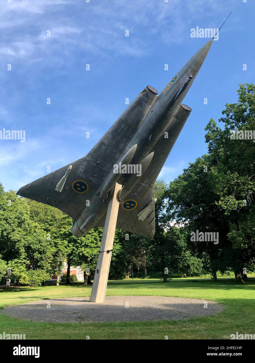 Photo of a monument of an aircraft or airplane used in war Stock Photo ...