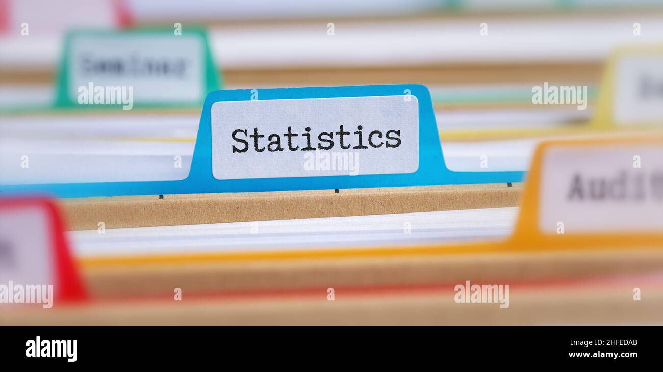 File folders with a tab labeled Statistics Stock Photo - Alamy