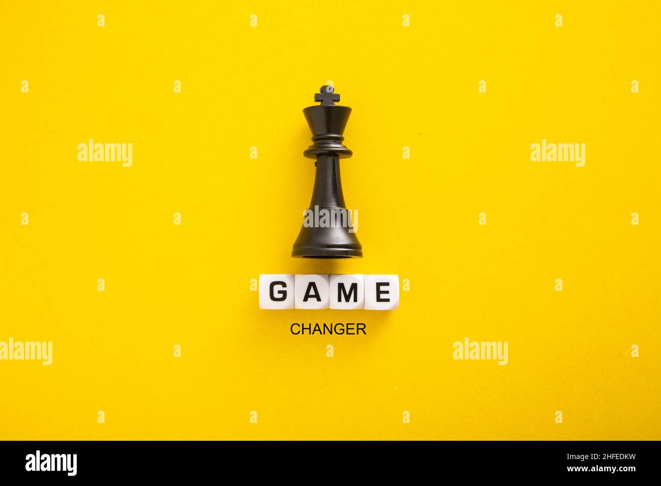Game Changer Concept. Block Letters and King Icon on Bright Orange ...