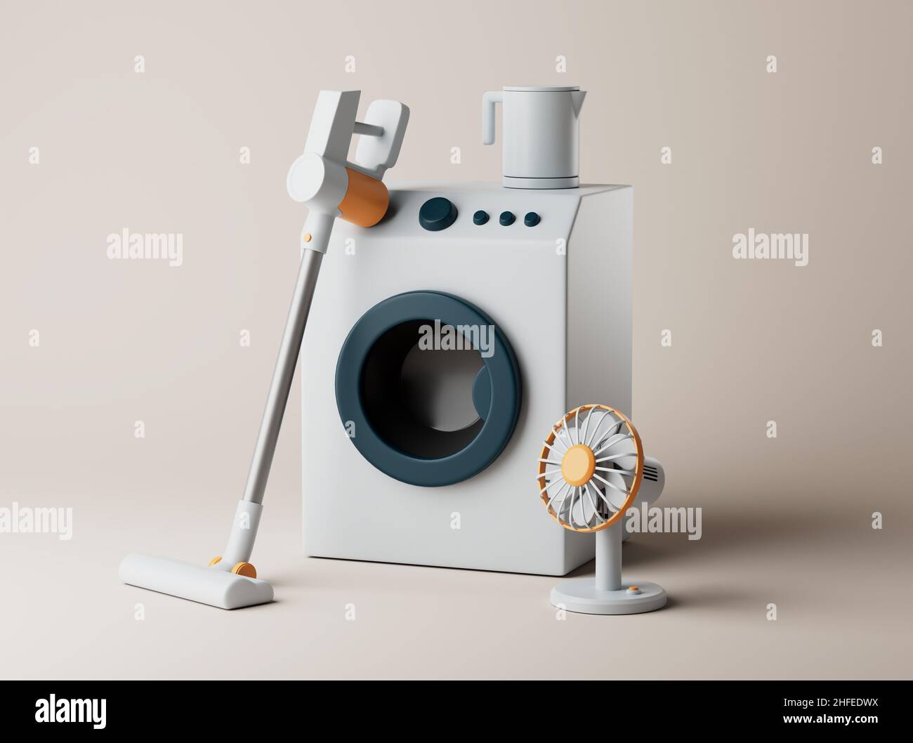 Simple washing machine, fan, cordless vacuum cleaner and kettle ...