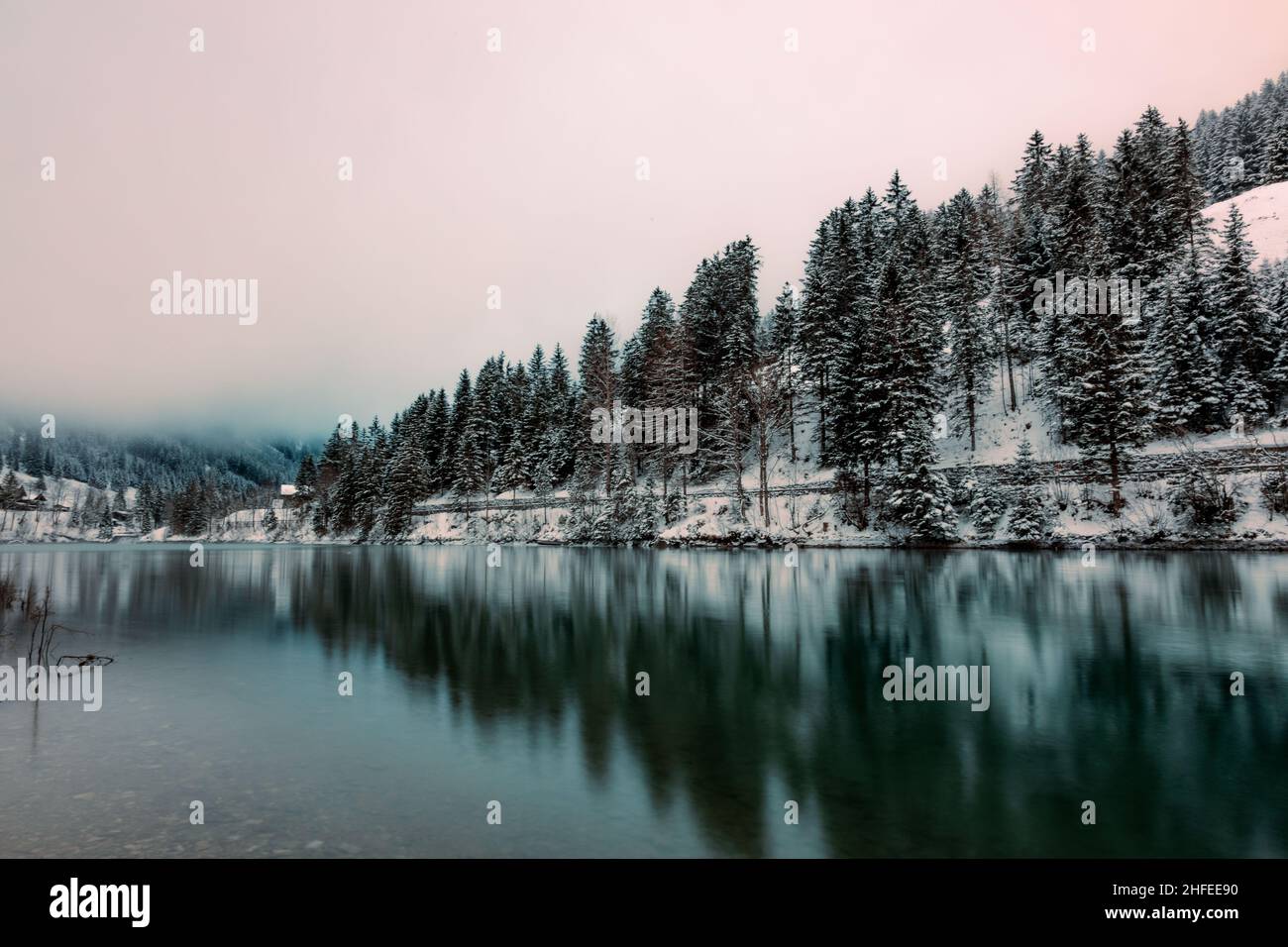 A snowy winter Landscape at the border of Austria and Liechtenstein ...