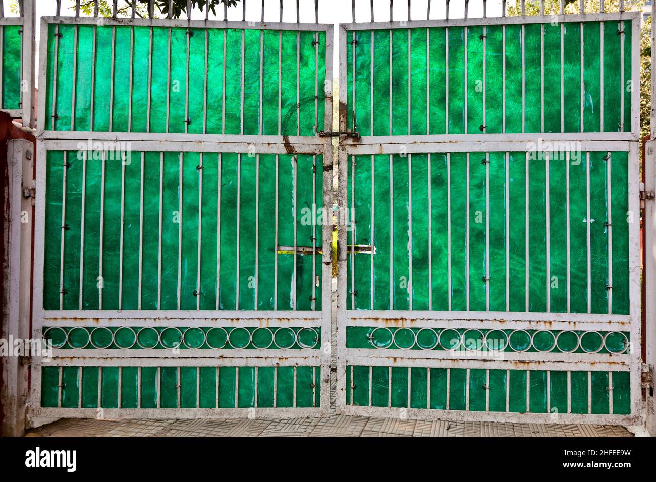 old closed gate of a house downtown in Delhi Stock Photo - Alamy